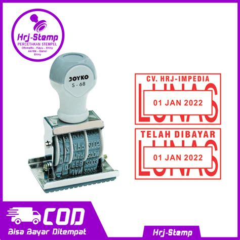 Cetak Stempel Lunas Tanggal Bisa Tambah Tulisan Custom Lazada Indonesia