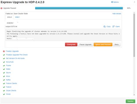 Hdp Upgrade Failed On Finalize Upgrade Step Erro Cloudera