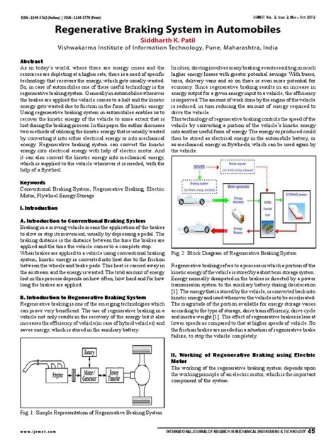 Regenerative Braking In Automobiles Pdf Brake Vehicles