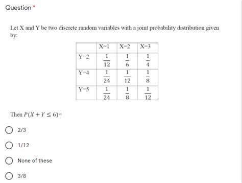 Solved Question Let X And Y Be Two Discrete Random Chegg Com