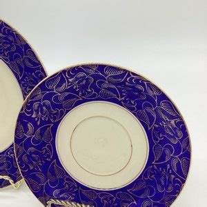Bavaria Royal Blue And Gold Porcelain Plate Set Al Ka Kunst Kronach P