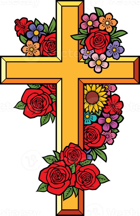 Clipart Cross With Flowers At Jimmy Coats Blog