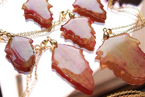Orach Autumn Leaves Necklaces In Epoxy Resin Natural Leaves Gathered In My Village In Autumn A