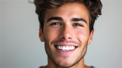 Premium Photo Smiling Man On Grey Background Teeth Whitening