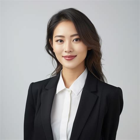 Premium Ai Image White Background Beautiful Asian Female