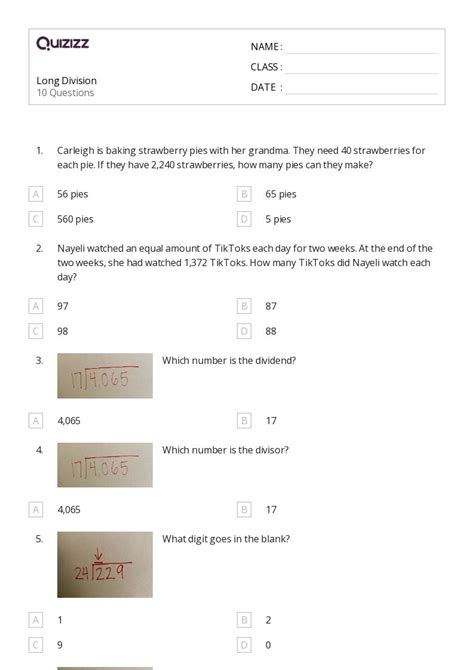 50 Long Division Worksheets For 6th Year On Quizizz Free And Printable