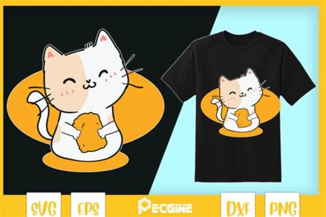 Hug A Nug Funny Chicken Nugget Cute Cat Gráfico Por Pecgine · Creative Fabrica