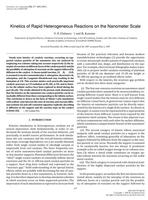 Pdf Kinetics Of Rapid Heterogeneous Reactions On The Nanometer Scale Dokumen Tips
