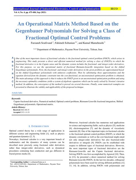 Pdf An Operational Matrix Method Based On The Gegenbauer Polynomials For Solving A Class Of