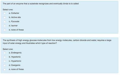 Solved The Part Of An Enzyme That A Substrate Recognizes And
