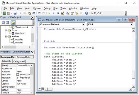 Use Macros With Userforms