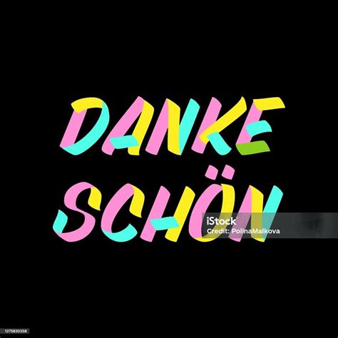 Danke Schon 브러시 사인 페인트 글자 검은 배경에 인사말 카드 오버레이 포스터에 대한 독일어 디자인 템플릿 주셔서 감사합니다 감사합니다에 대한 스톡 벡터 아트 및