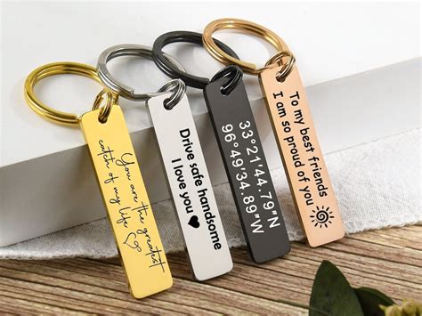 Engraved Stainless Steel Rectangle Keychainpersonalized Keychain