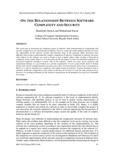 Pdf On The Relationship Between Software Complexity And Security