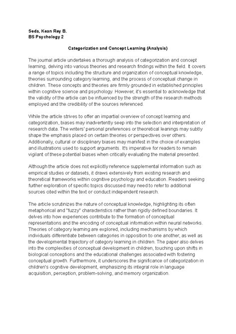 Categorization And Concept Learning Seda Kean Rey B Bs Psychology 2