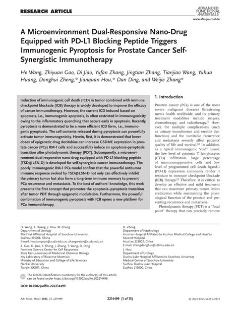 A Microenvironment Dual‐responsive Nano‐drug Equipped With Pd‐l1