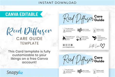 Reed Diffuser Care Guide Canva Editable Template Snapybiz