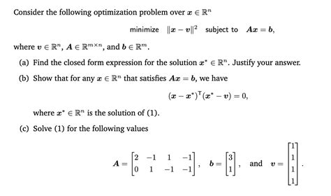 consider the following optimization problem over x