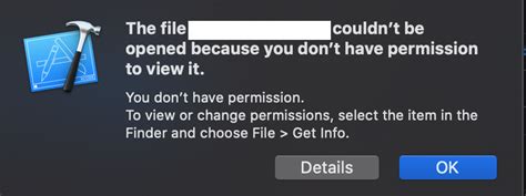 Objective C Xcode The File Couldnt Be Opened Because You Dont Have Permission To View It