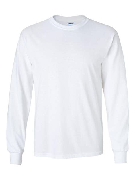 Gildan Unisex Ultra Cotton Long Sleeve T Shirt Safety Green Crewneck