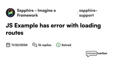 Js Example Has Error With Loading Routes Sapphire Imagine A Framework