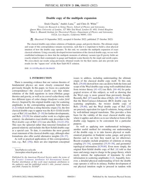 Pdf Double Copy Of The Multipole Expansion