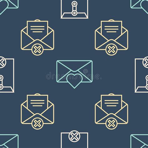 Set Line Delete Envelope Delete Envelope And Envelope With Valentine Heart On Seamless Pattern