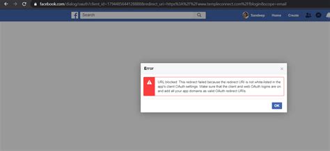 Facebook Login Message Url Blocked This Redirect Failed Because The