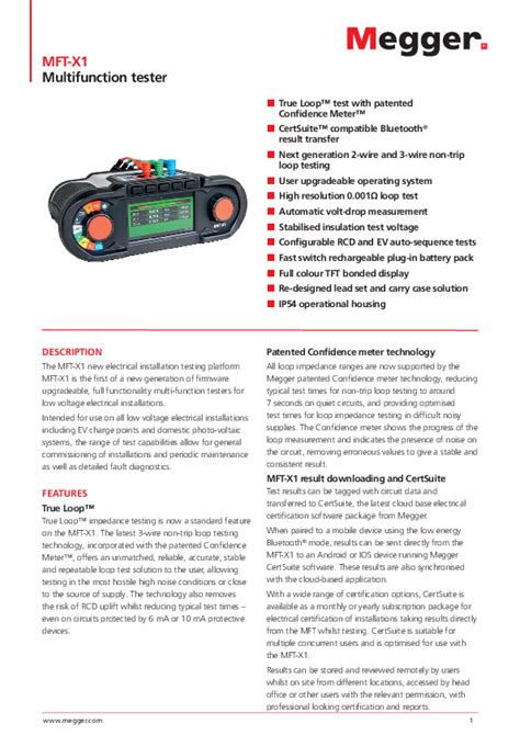 Megger Mft X1 Multifunction Tester Owners Manual