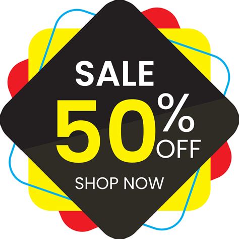 50 Percent Off Discount Stickers Set For Shop Free Vector 20336622