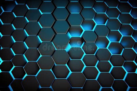 Realistic Blue Hexagon Pattern Background Illustration Ai Generative Stock Illustration