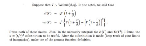 Solved I Need Help Proving This Mean And Variance Of The