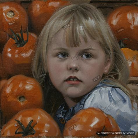 Ai创作图抱着柿子的女孩 409小柿子 写实人物绘画 农家小女孩柿子插画 西红柿装饰画 手绘小孩 柿子美女插画 超写实插画 橙色衣服小女孩 西红柿无框画 穿橘红色衣服的孩子 写实主义肖像画