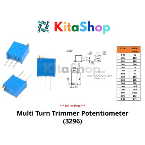 Multi Turn Trimmer Potentiometer 3296 Shopee Malaysia