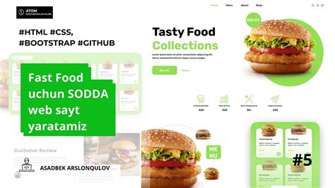 5 Dars Menu Section 1 Qism Atomdasturchilarklubi Html Css Loyiha