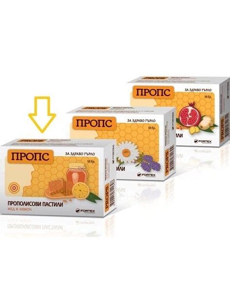 ПРОПС МЕД И ЛИМОН за здраво гърло пастили х 18 Fortex Newage Bg