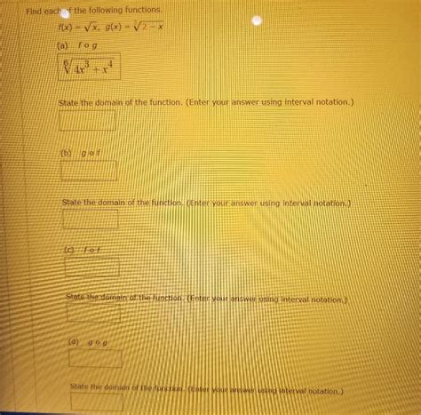 Solved Find Each F The Following Functions Fxx1gx32−x