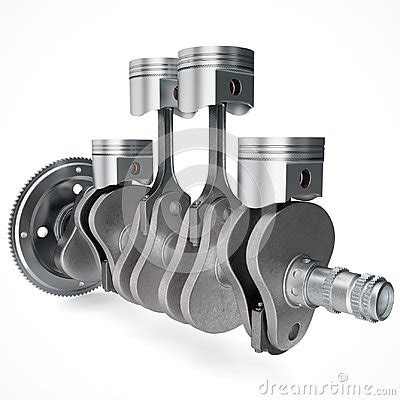 D Rendering V Engine Pistons And Cog Isolated On White Background