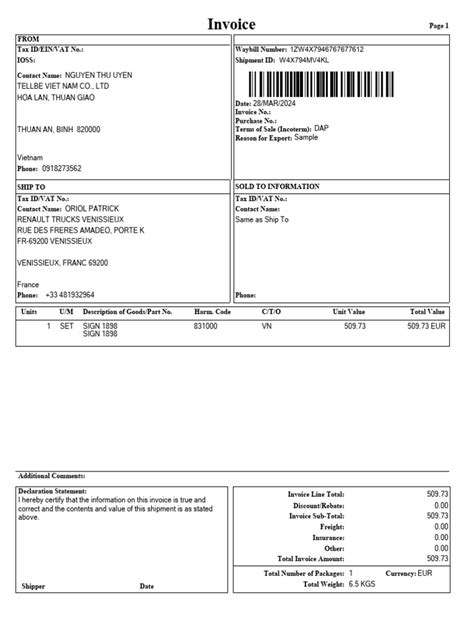 Ups Invoice Format Pdf Supply Chain Management Taxes