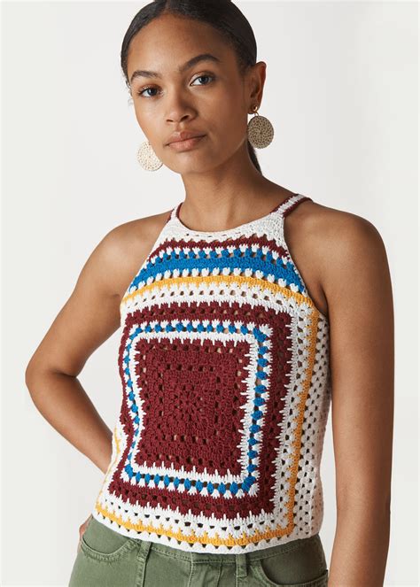 Multicolour Crochet Knit Tank Top Whistles Whistles Uk