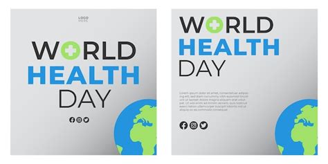 세계 보건의 날 소셜 미디어 게시물 템플릿 세트 프리미엄 벡터