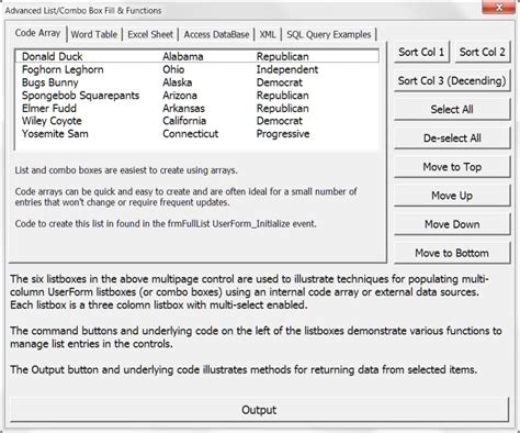 Populate Userform Listboxcombobox Á Advanced Functions