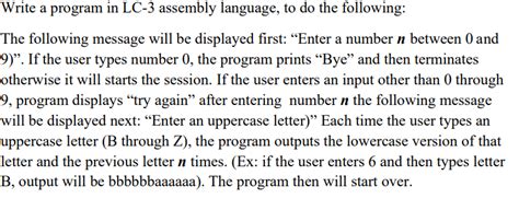 Solved Write A Program In Lc Assembly Language To Do The Chegg