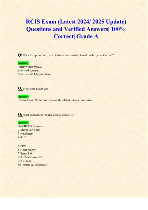 Rcis Exam Latest 2024 2025 Update Questions And Verified Answers 100 Correct Grade A Cci