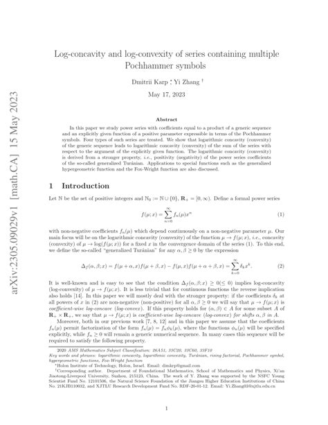 PDF Log Concavity And Log Convexity Of Series Containing Multiple Pochhammer Symbols