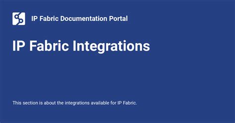 Ip Fabric Integrations Ip Fabric Documentation Portal
