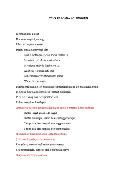 Teks Upacara Api Unggun Pdf