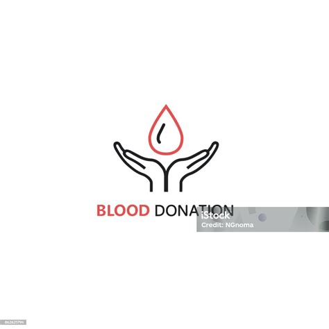 벡터 선형 스타일엠 블 럼 디자인 서식 파일 혈액 방울을 들고 손에 0명에 대한 스톡 벡터 아트 및 기타 이미지 0명 개념 개념 기호 Istock