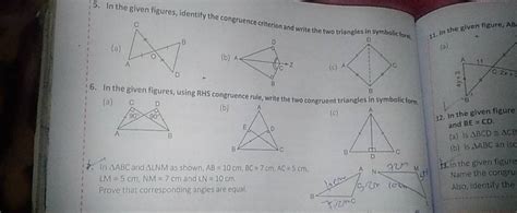 5 In The Given Figures Identify The Congruence Criterion And Write The