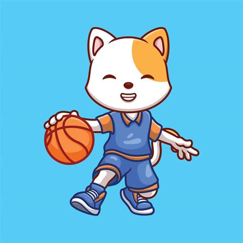 Basketball White Cat Cartoon 40295874 Vector Art At Vecteezy